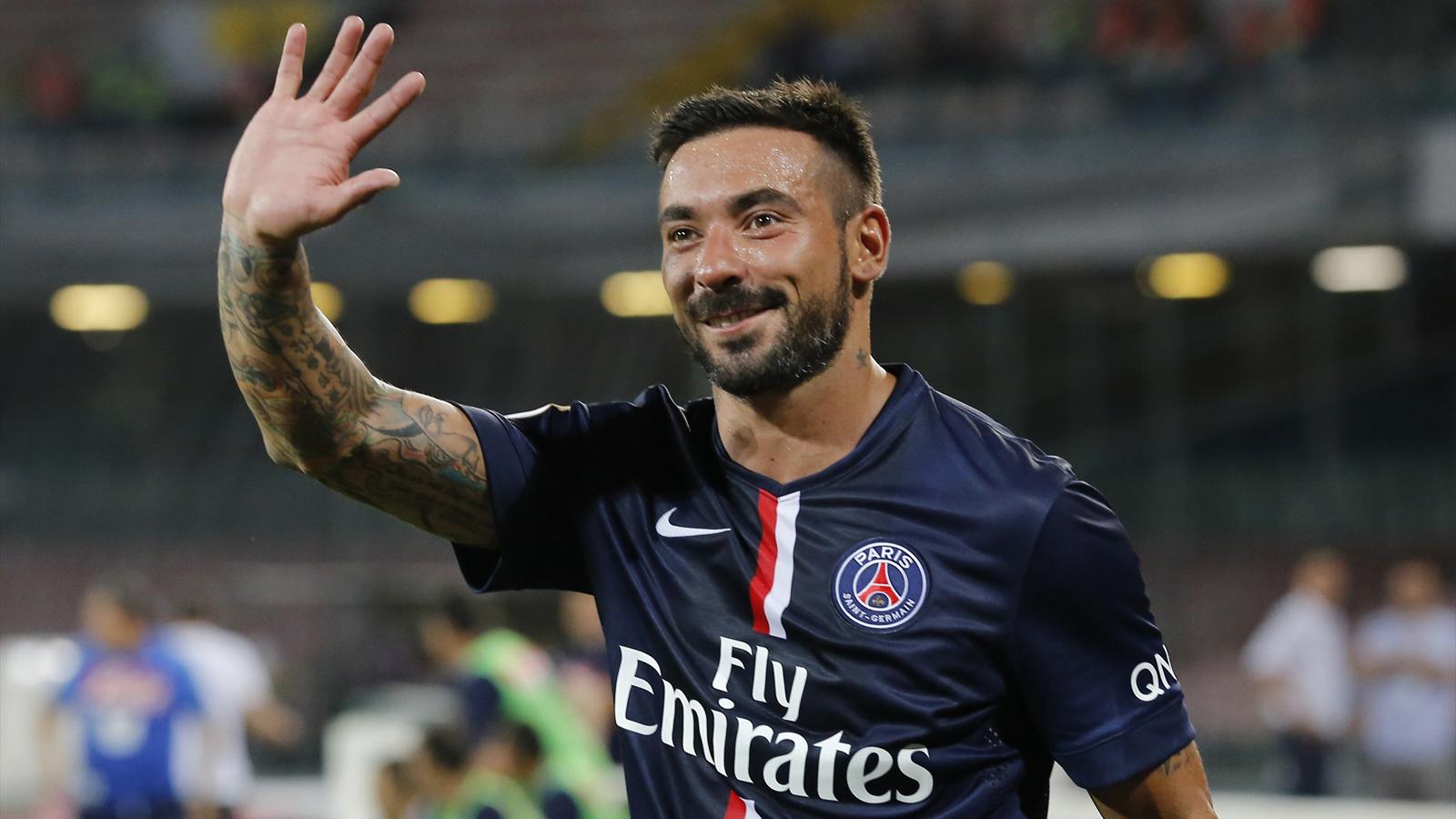 PSG's forward Ezequiel Lavezzi during a friendly againsta Napoli