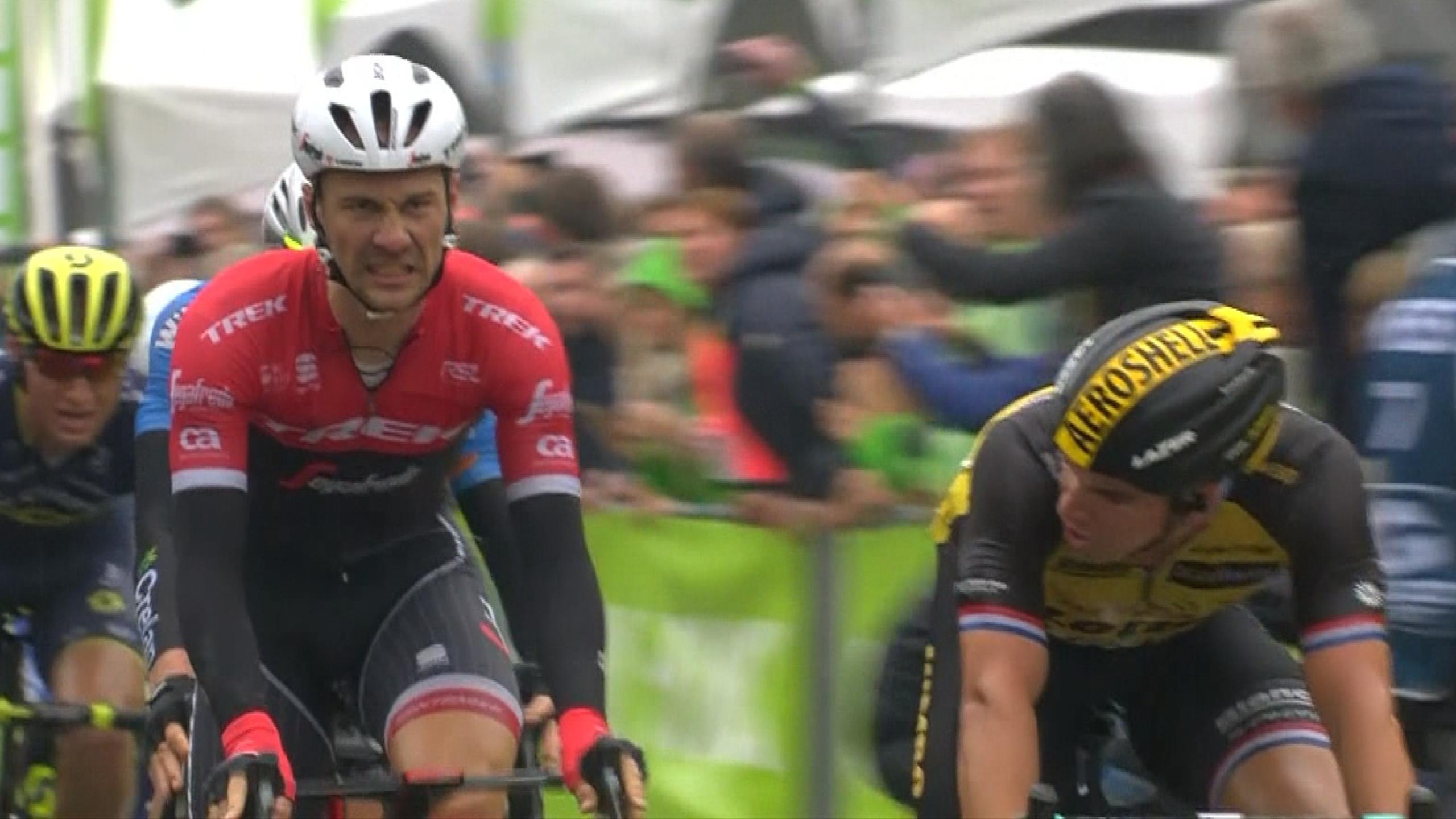 Edward Theuns wins sprint finish after Yves Lampaert's brave dash for ...