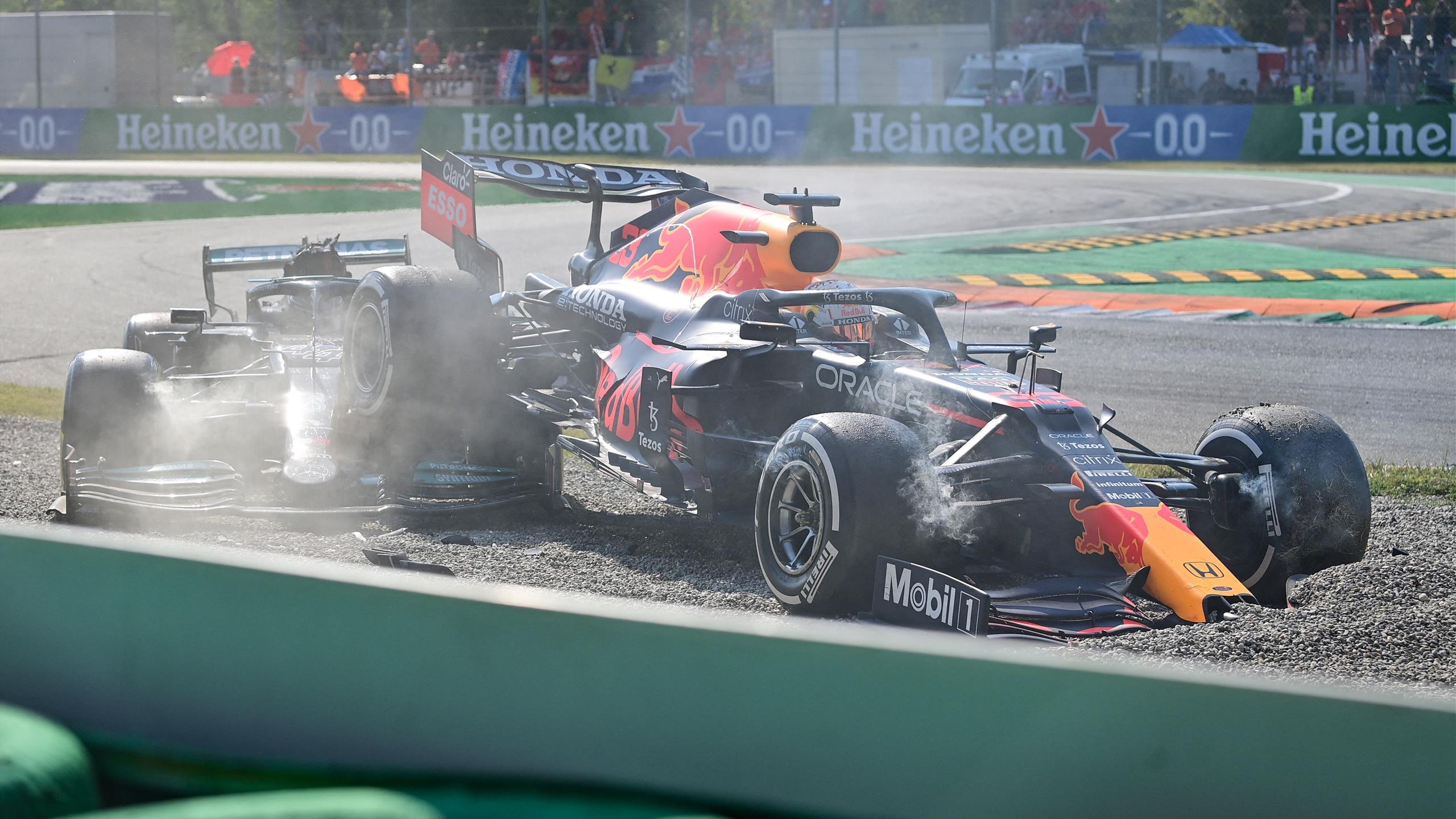 Monza-GP: Max Verstappen und Lewis Hamilton crashen in der ersten Kurve ...