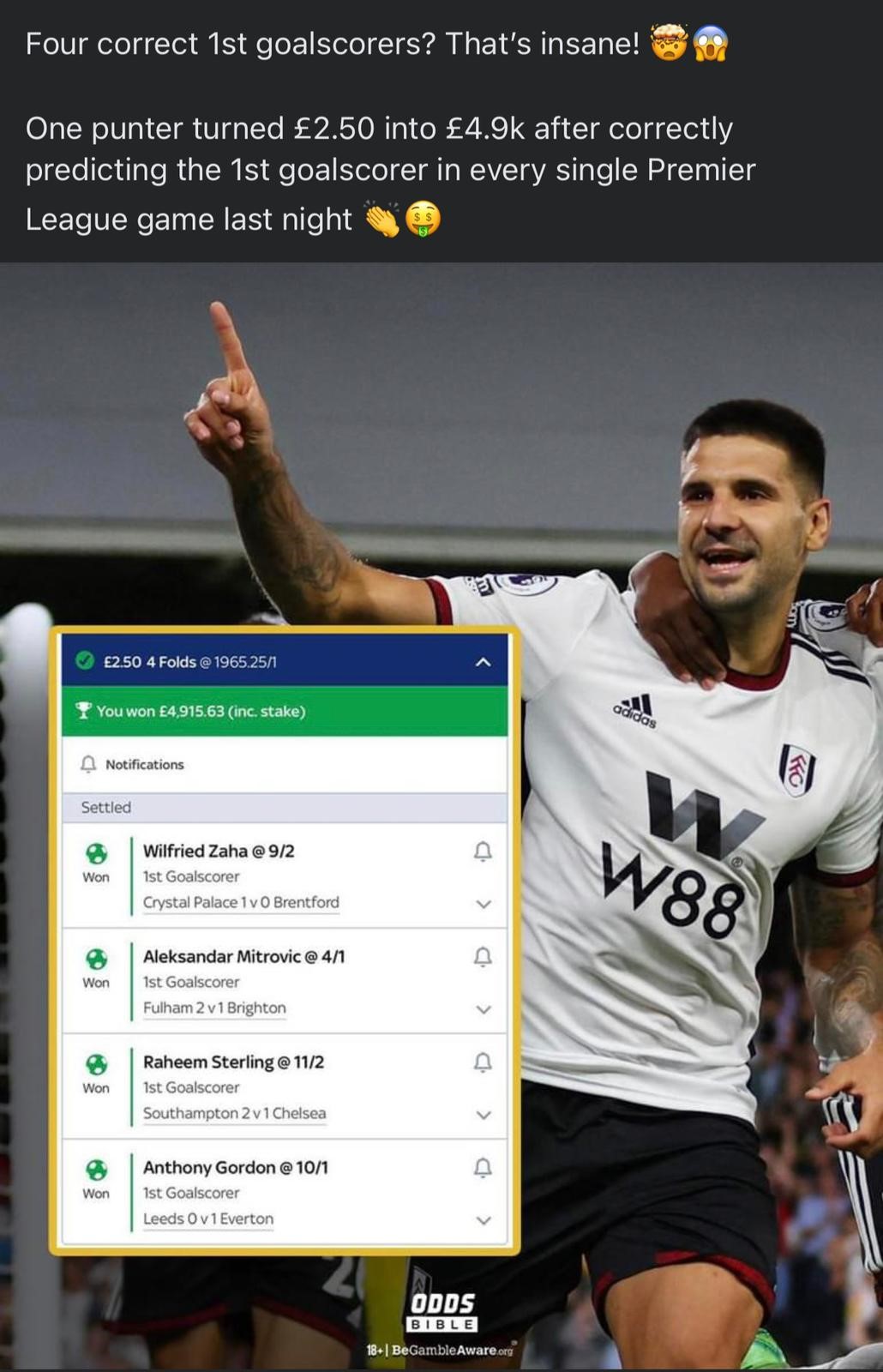 Cel mai inspirat parior a dat lovitura pe meciurile din Premier League ...