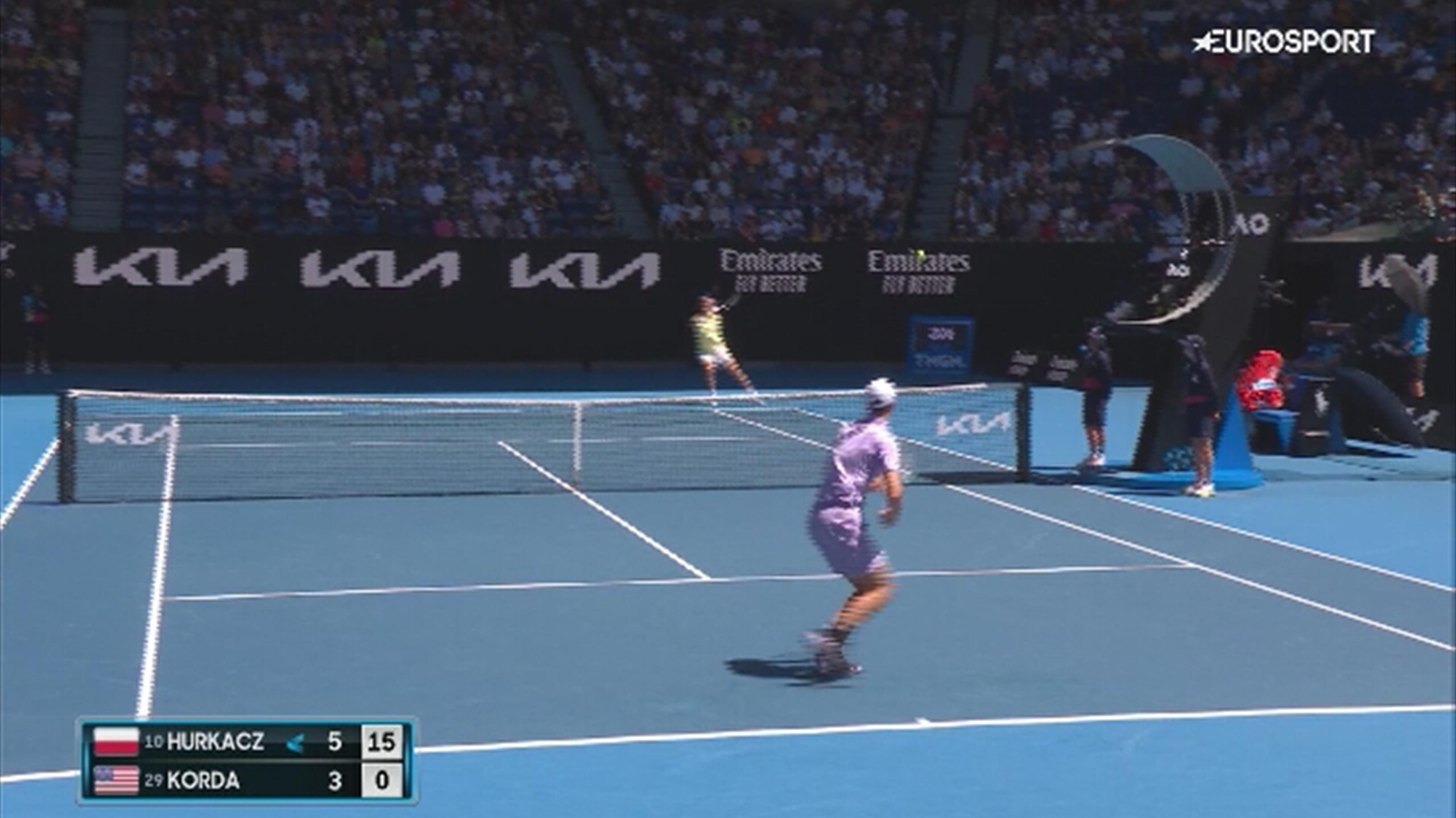Skrót meczu Hurkacz - Korda w 4. rundzie Australian Open - Tenis wideo - Eurosport