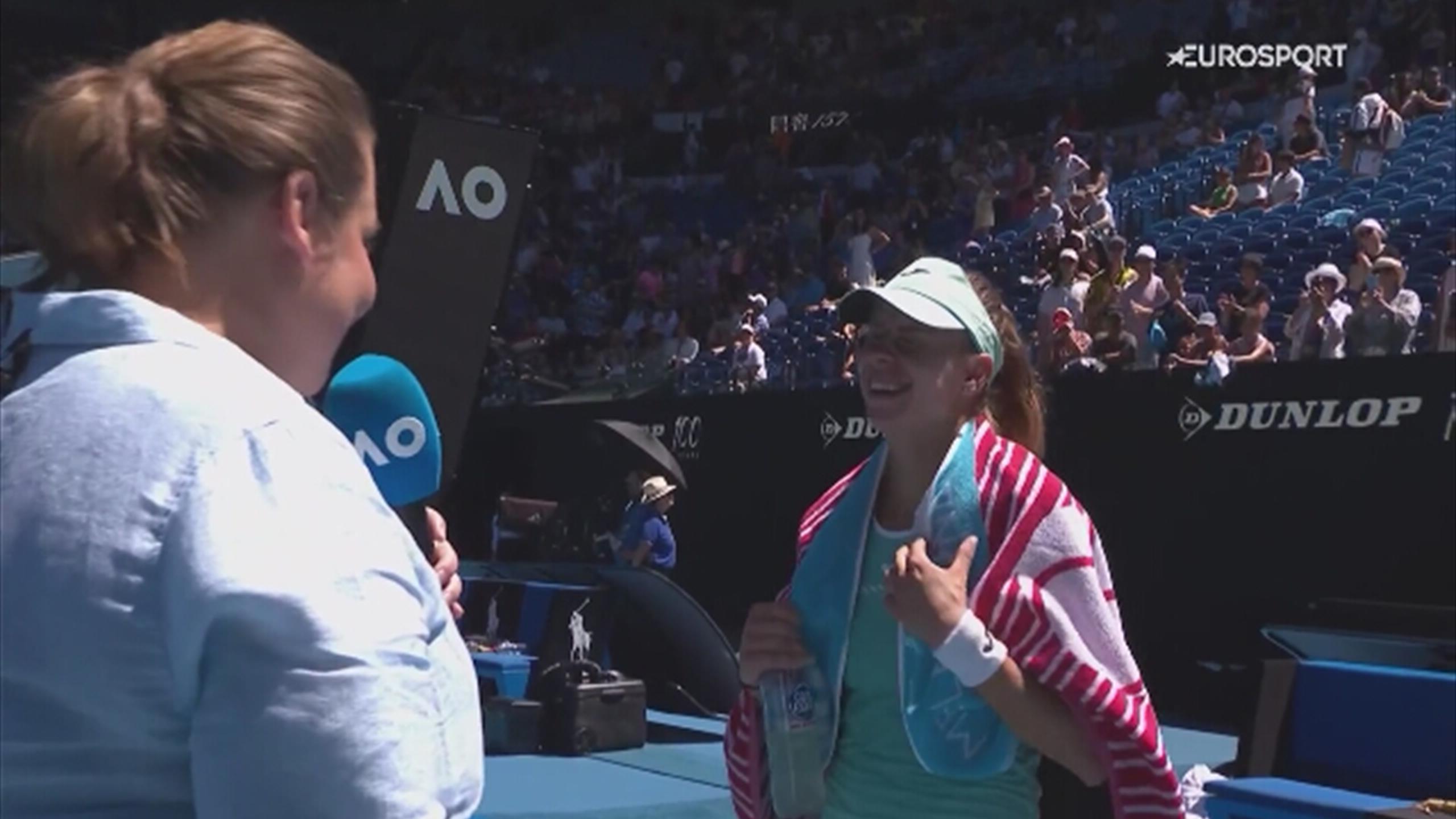 Australian Open. Rozmowa na korcie z Linette po zwycięstwie w 4 ...