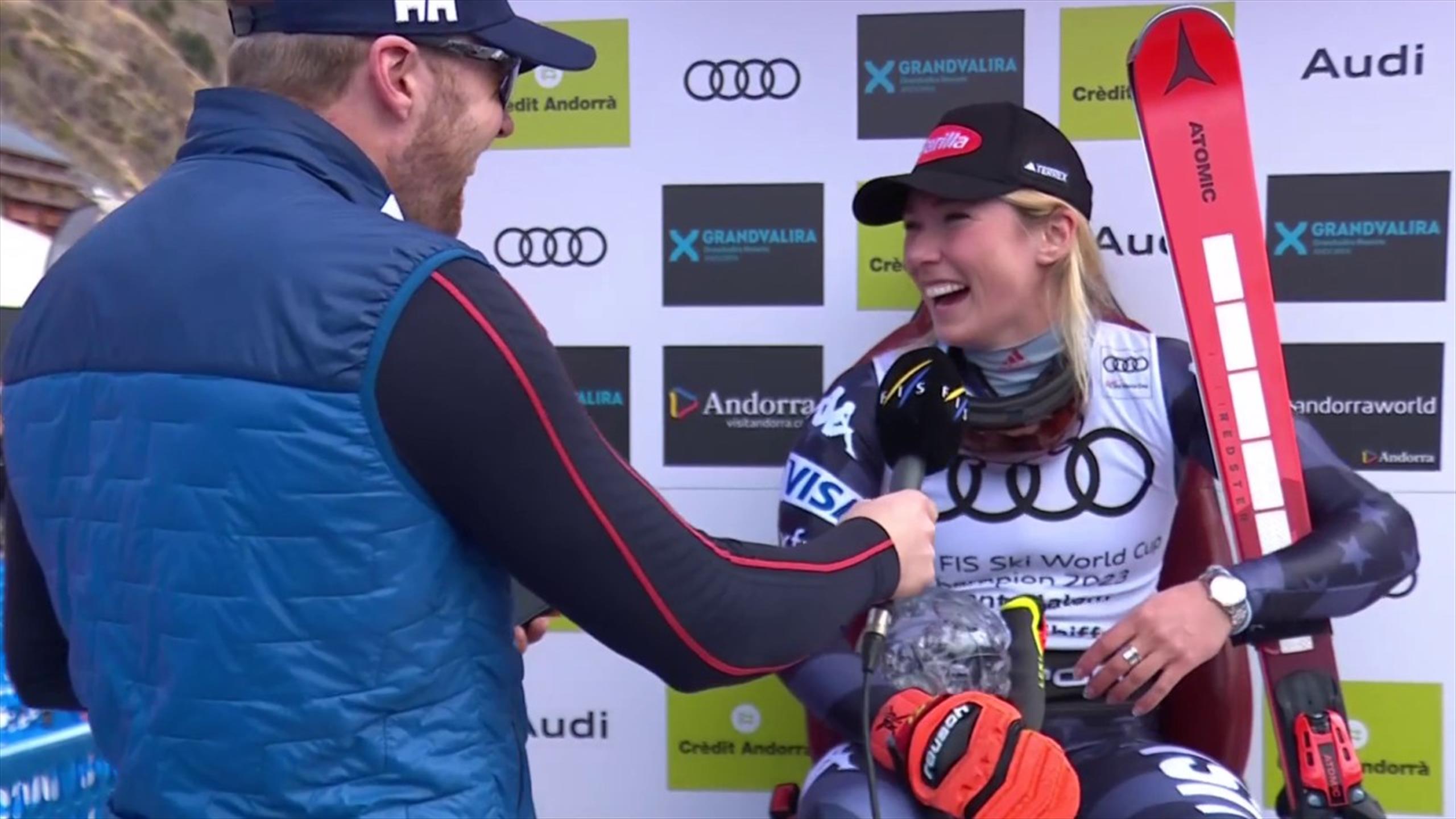 Weltcup-Finale Soldeu - Legendäres Interview: Aleksander Aamodt Kilde interviewt Mikaela ...