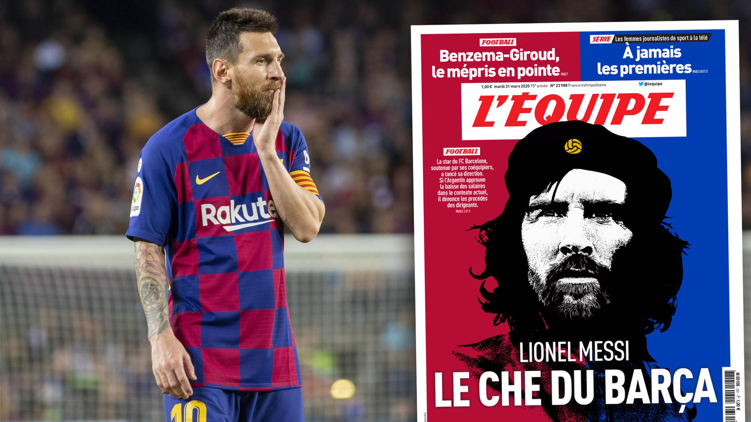 Lionel Messi na okładce L'Equipe. Został porównany do Che Guevary ...