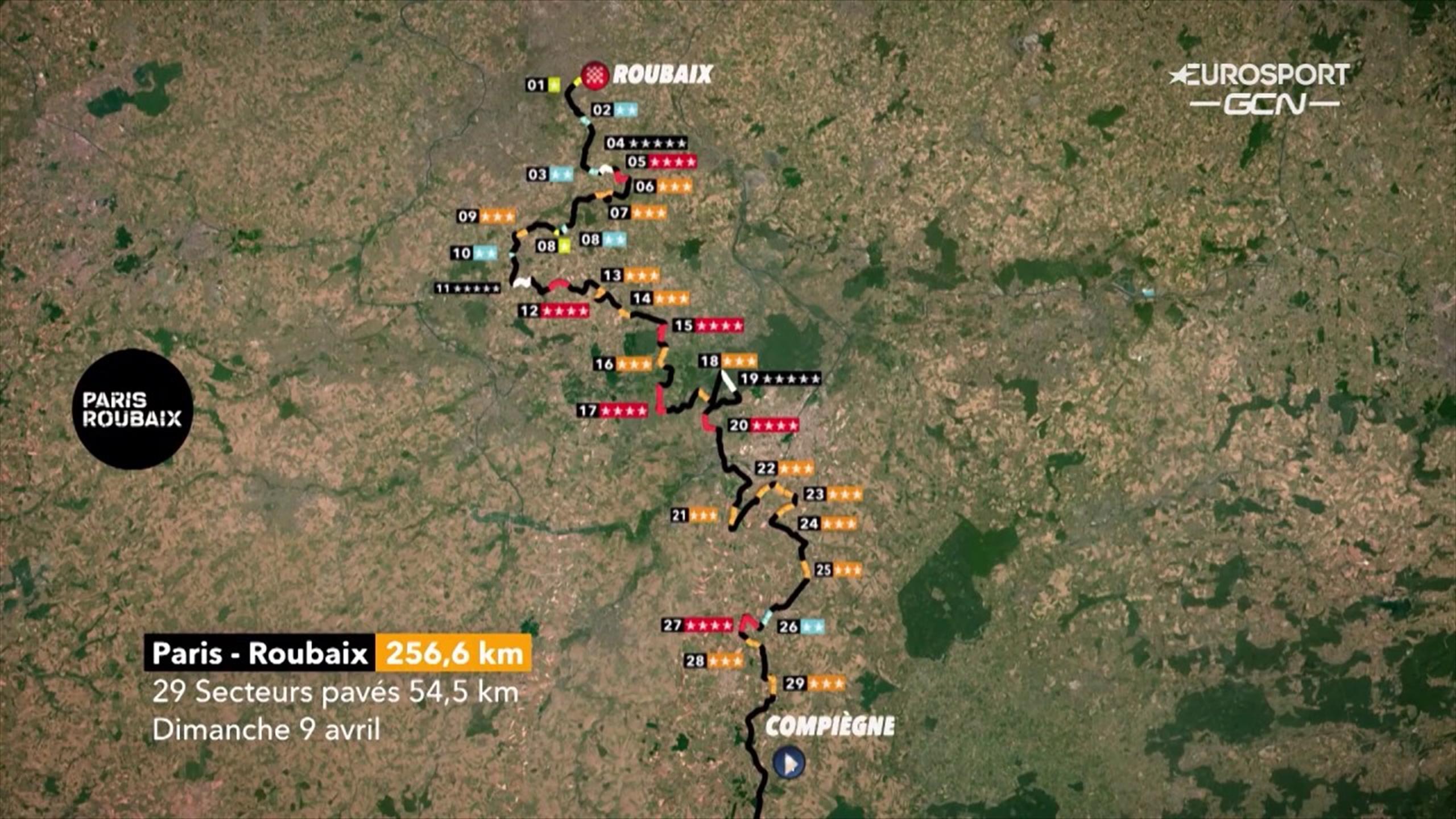 Parijs-Roubaix | 256,6 km en 54,5 km kasseien, dit is het parcours van ...