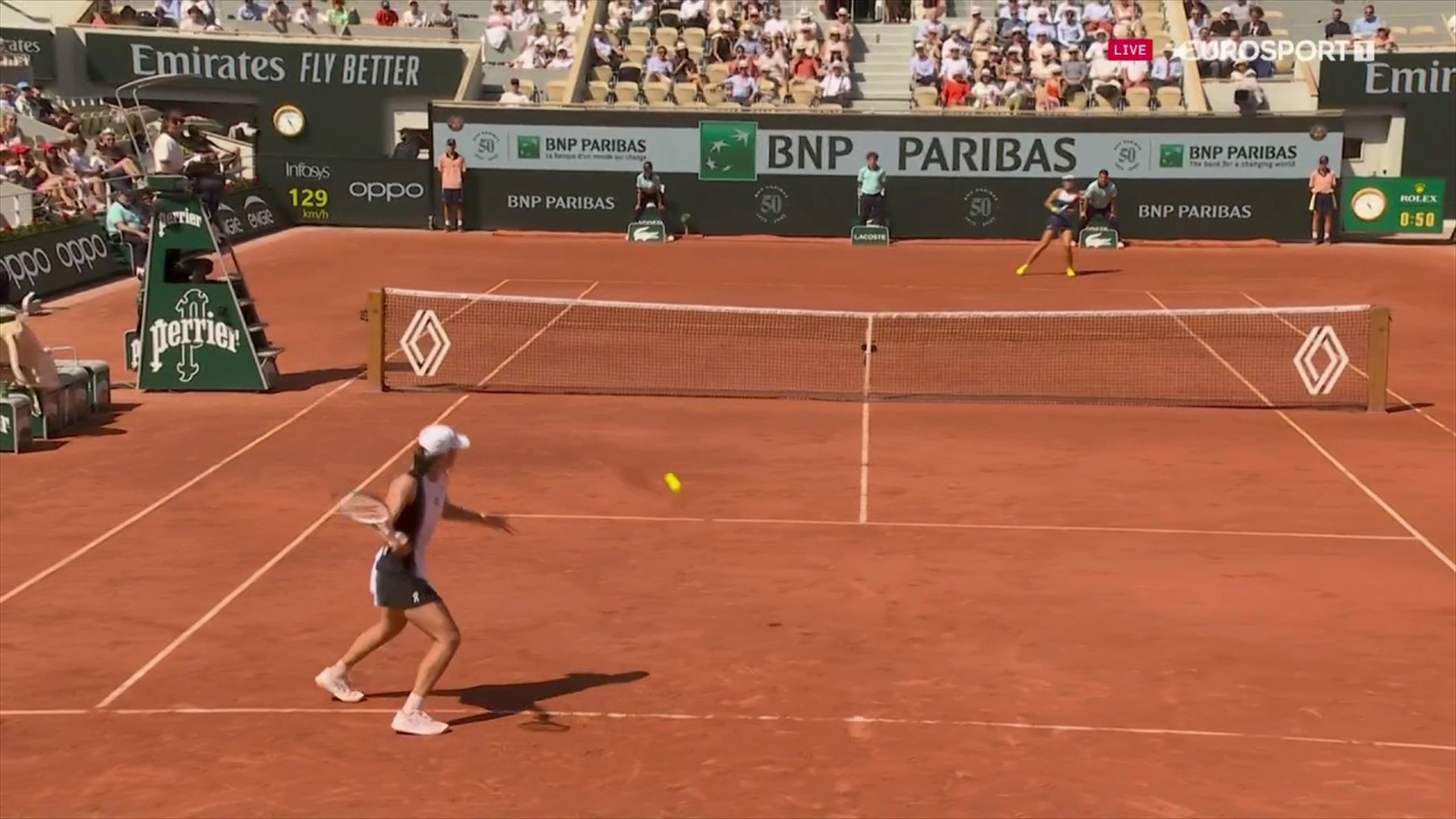 Świątek wygrała 1. seta w meczu z Liu - Tenis wideo - Eurosport