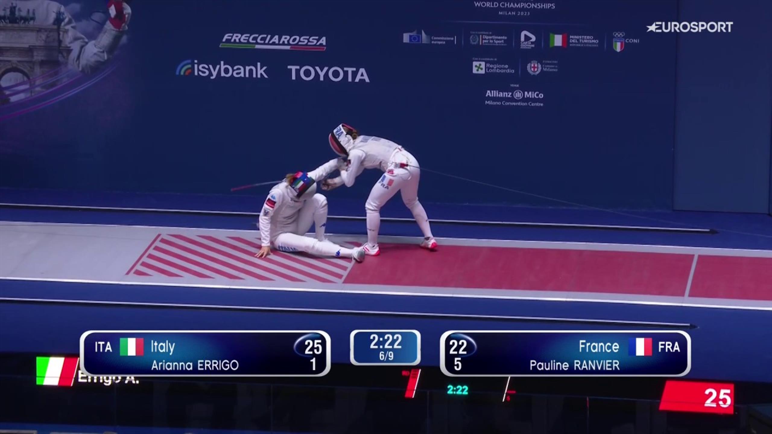 Mondiali 2023 - Arianna Errigo cade in pedana durante la finale a ...