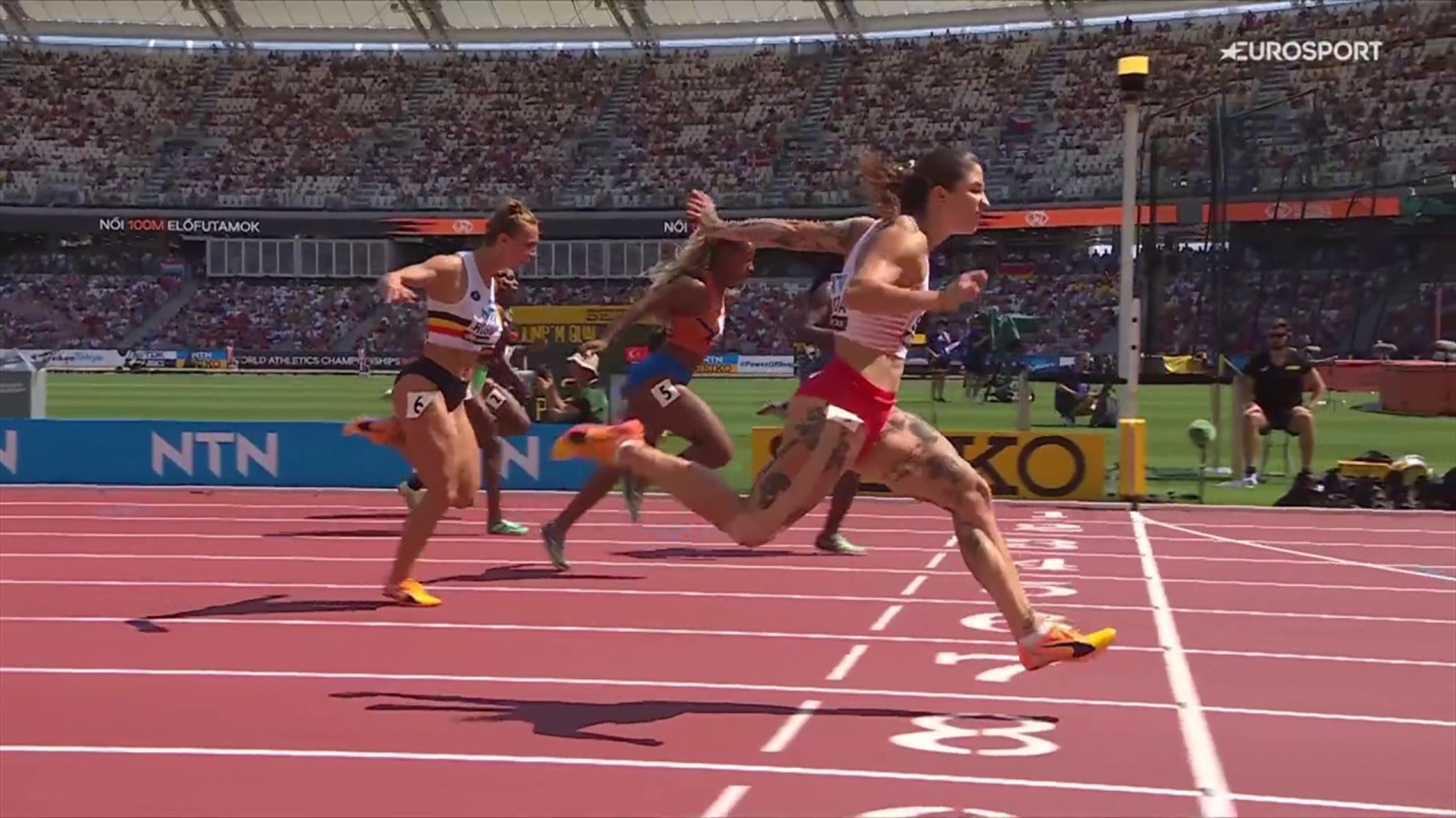 Ewa Swoboda wygrała bieg eliminacyjny na 100 m na MŚ w Budapeszcie - Lekkoatletyka wideo - Eurosport