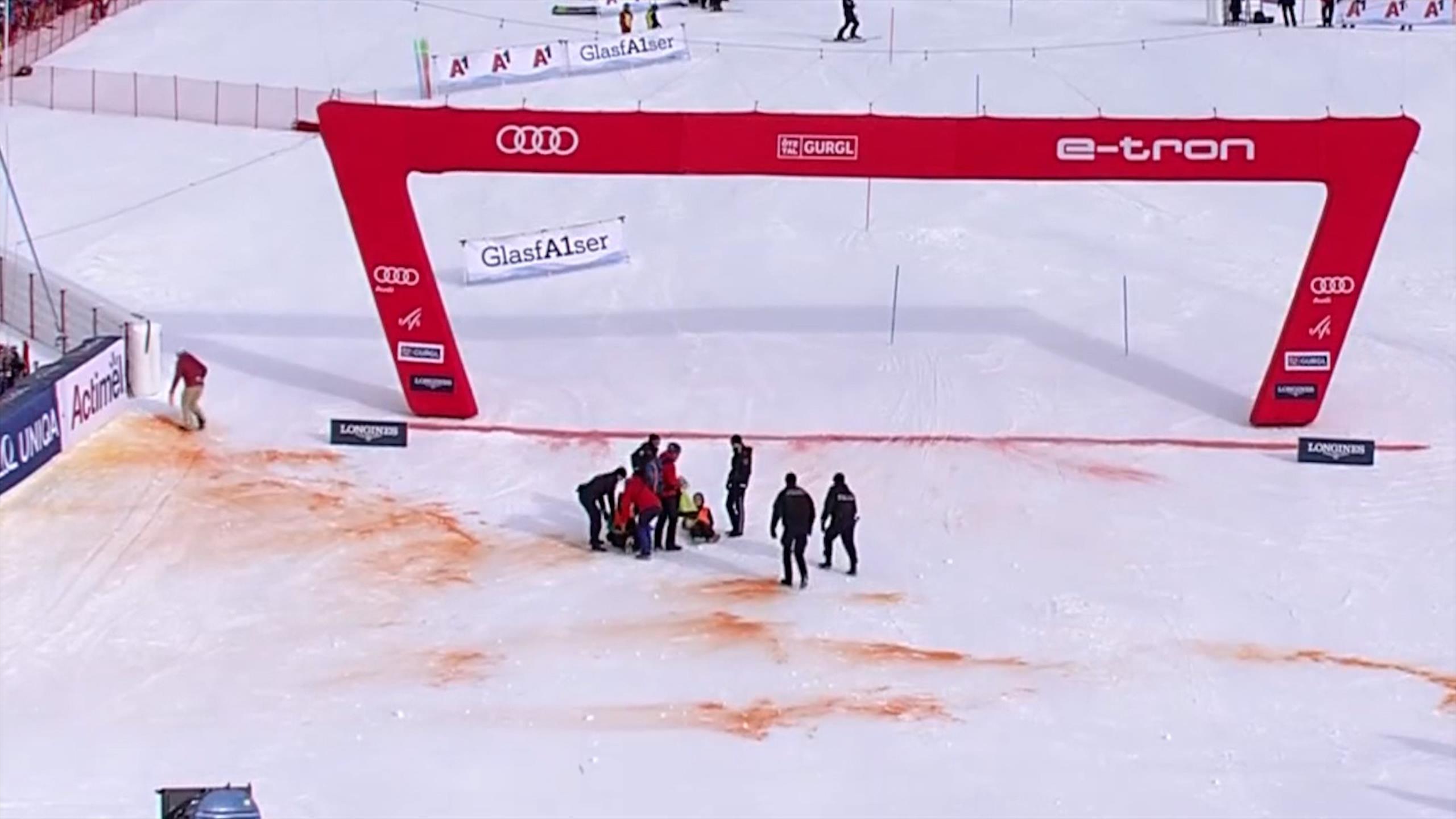 Protest na mecie slalomu. Aktywiści przerwali zawody w Gurgl ...