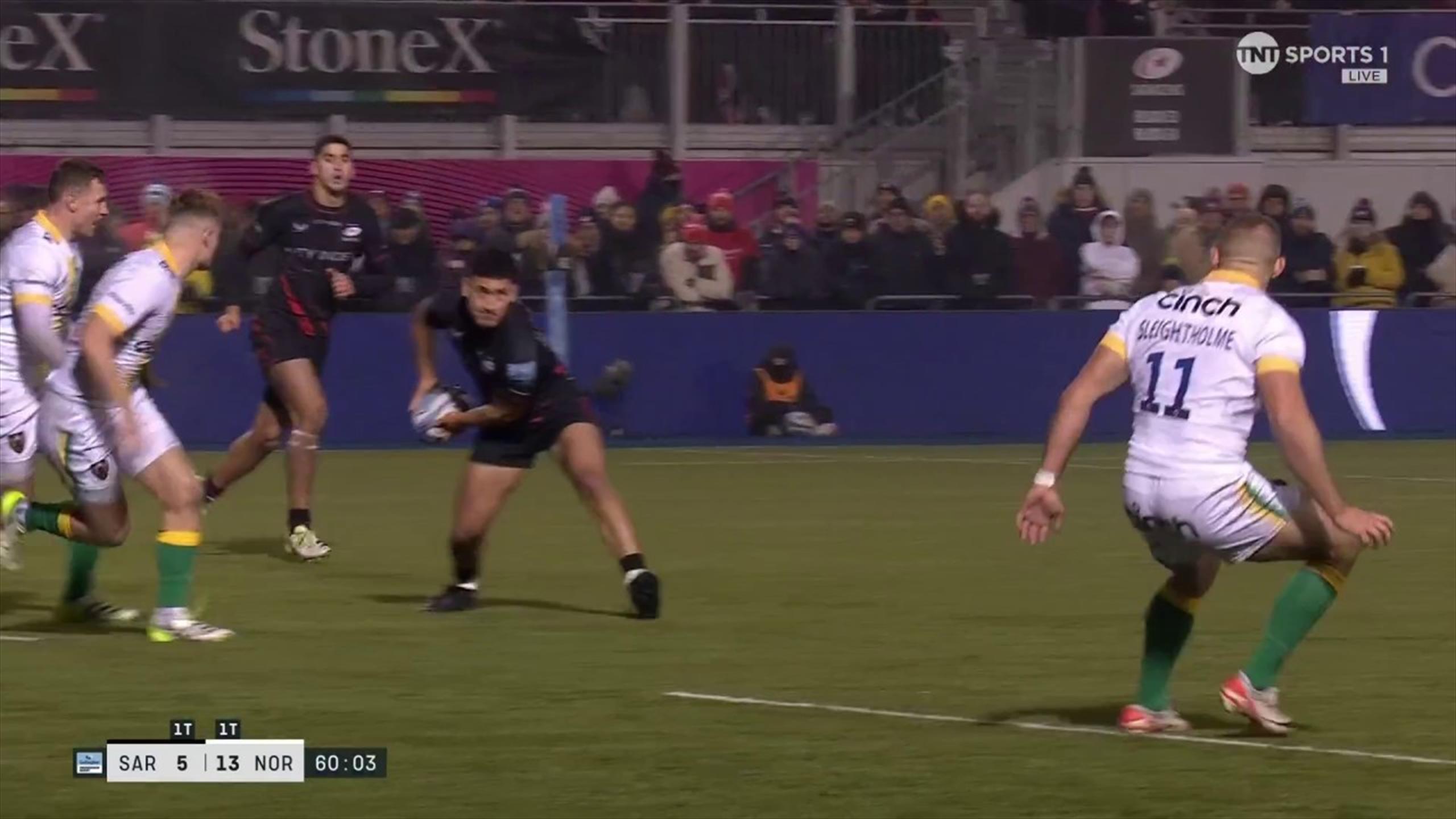 Tom Parton try gets Saracens on the board against Northampton Saints in ...