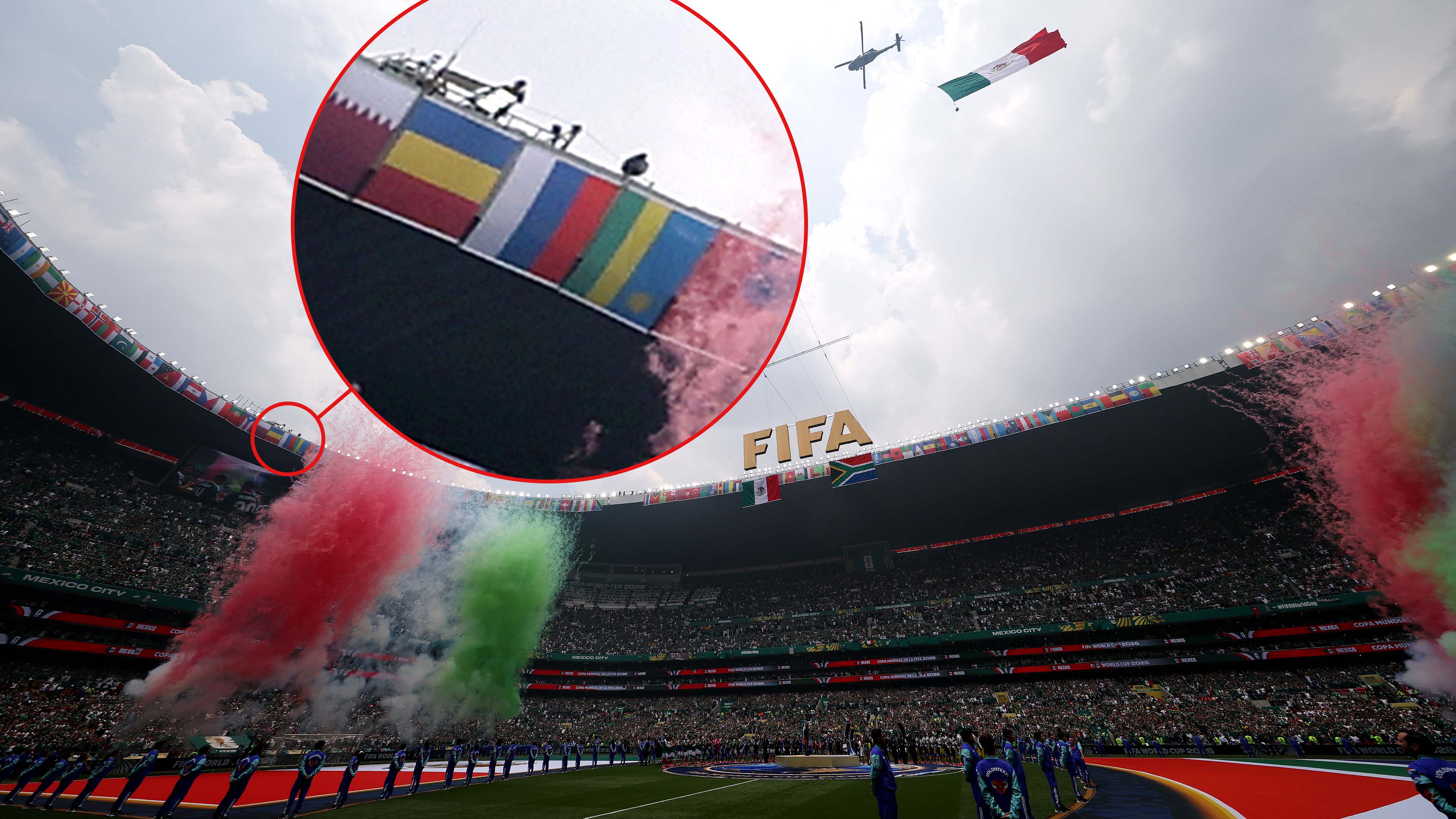 Mundial 2026. Rosyjska flaga na stadionie podczas meczu otwarcia ...